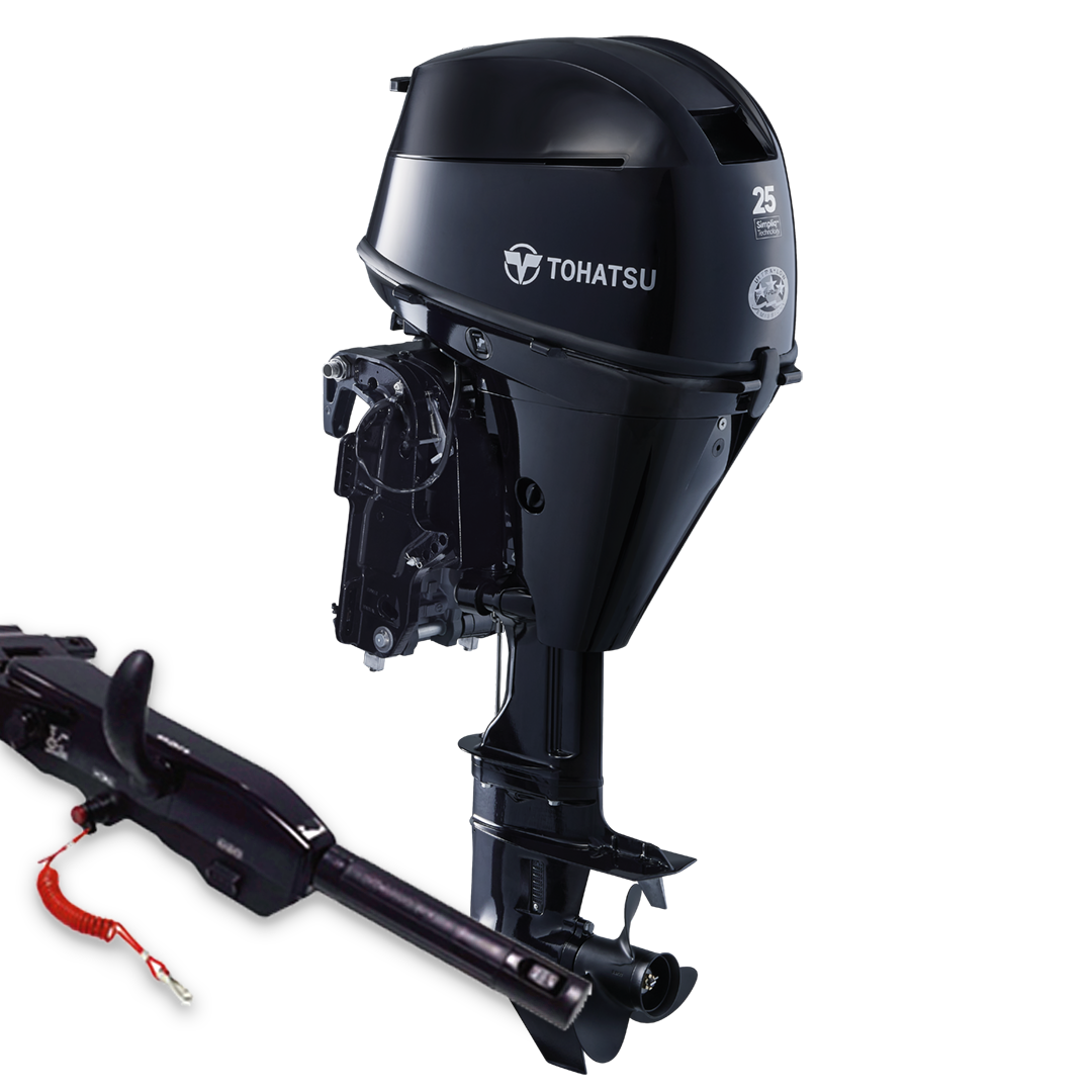 Tohatsu 25 HP MFS25DETL w/ Multi Function Tiller Handle Bundle ...